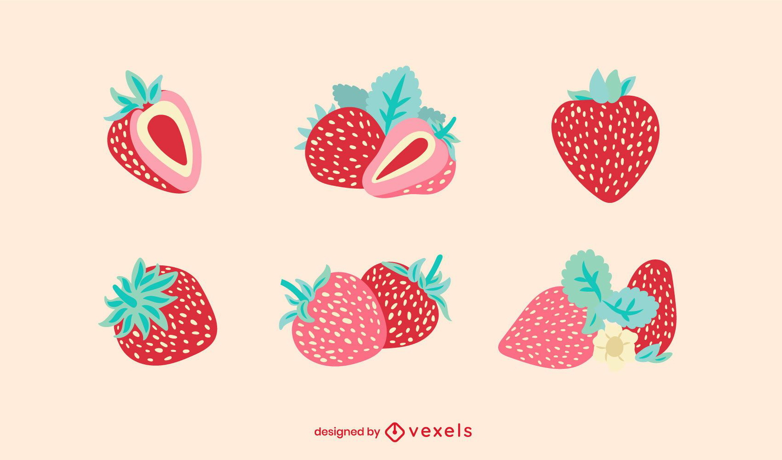 Flat Strawberry Set Vector Download