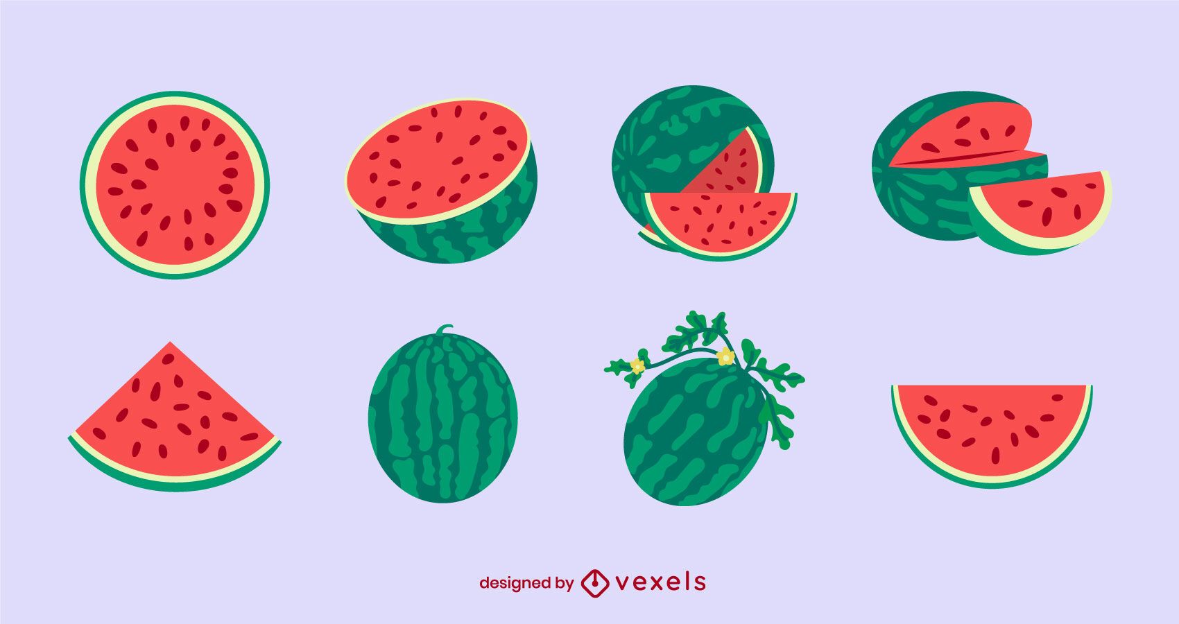 Flat Watermelon Set Vector Download