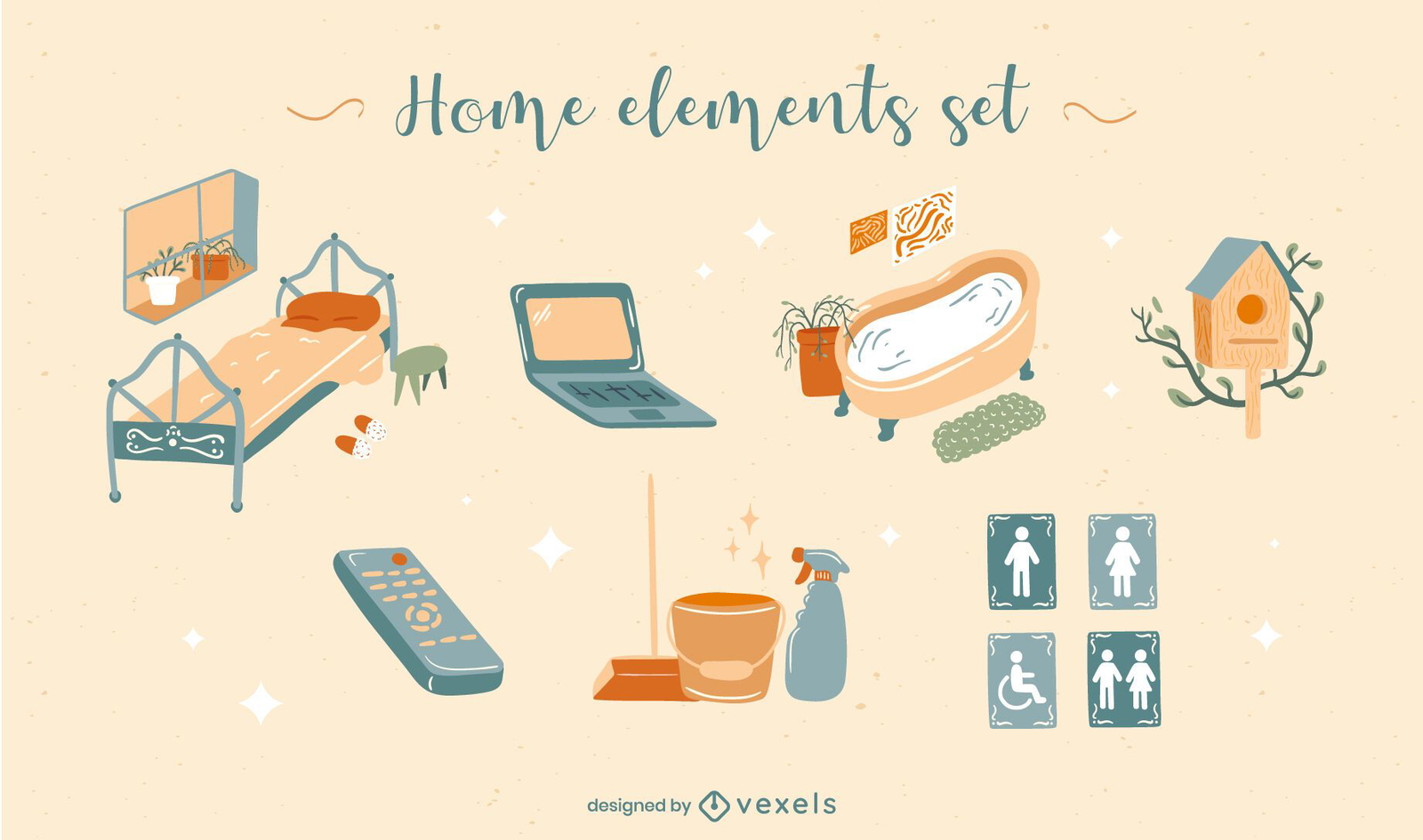 Home Element Flat Set Vector Download