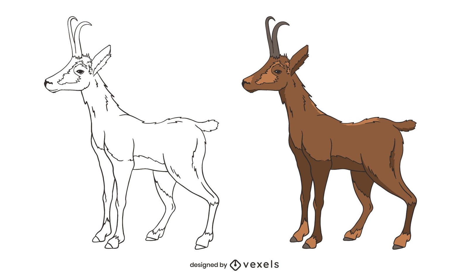 Chamois Hand-drawn Set Vector Download