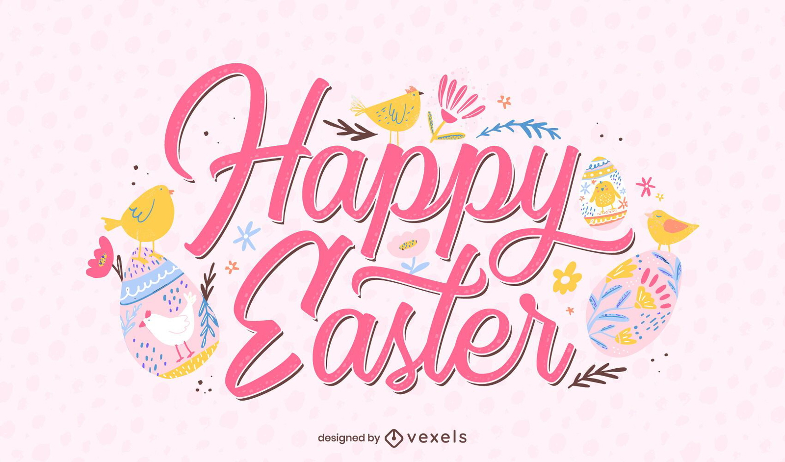 Happy Easter Cute Lettering Vector Download