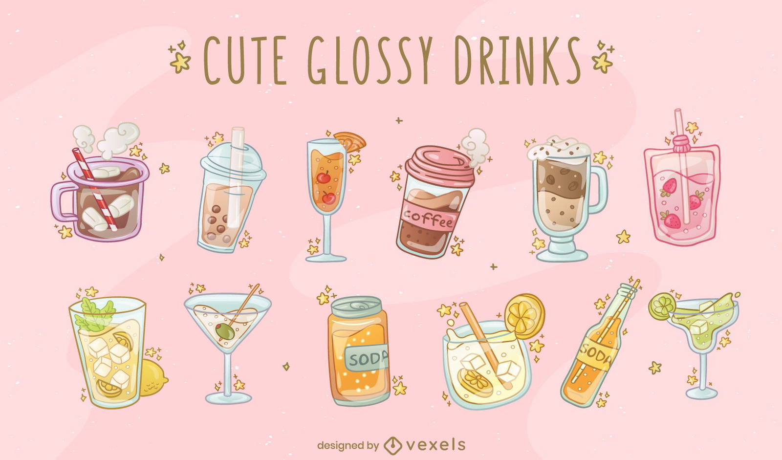 Glossy Drinks Vector Set Vector Download