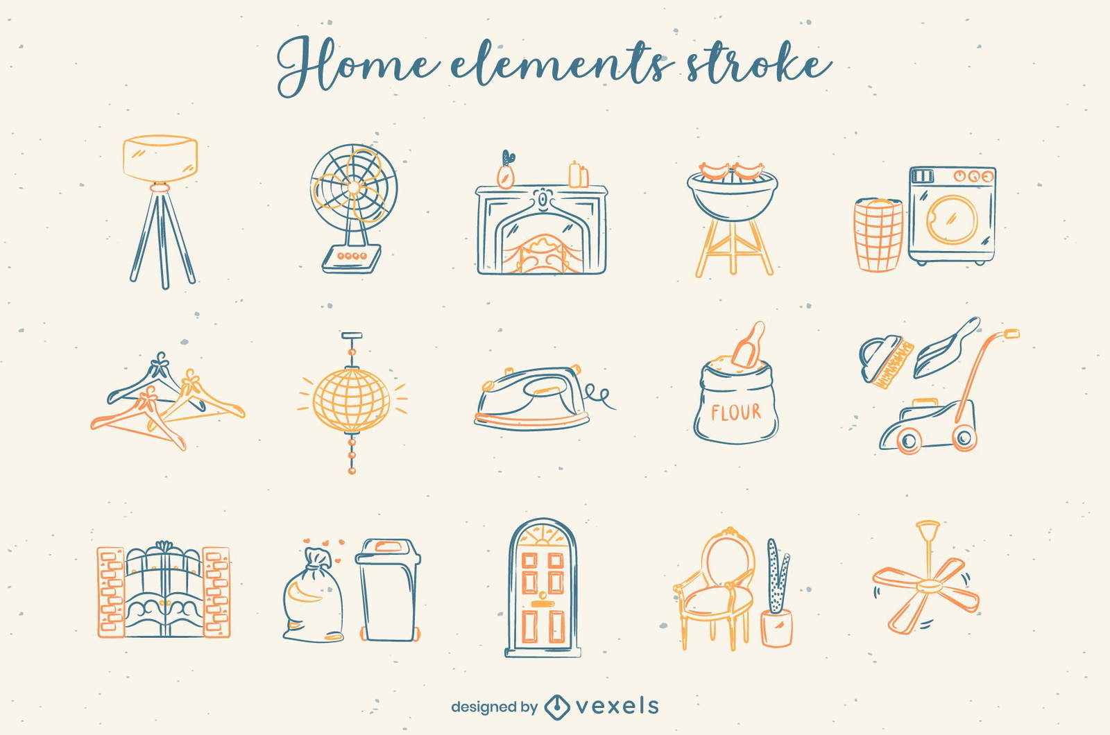 Home Elements Set Stroke Vector Download