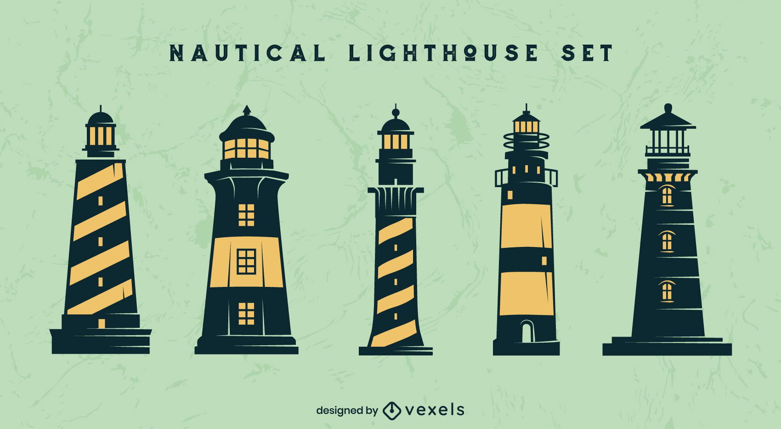 Nautical Lighthouse Element Set Vector Download
