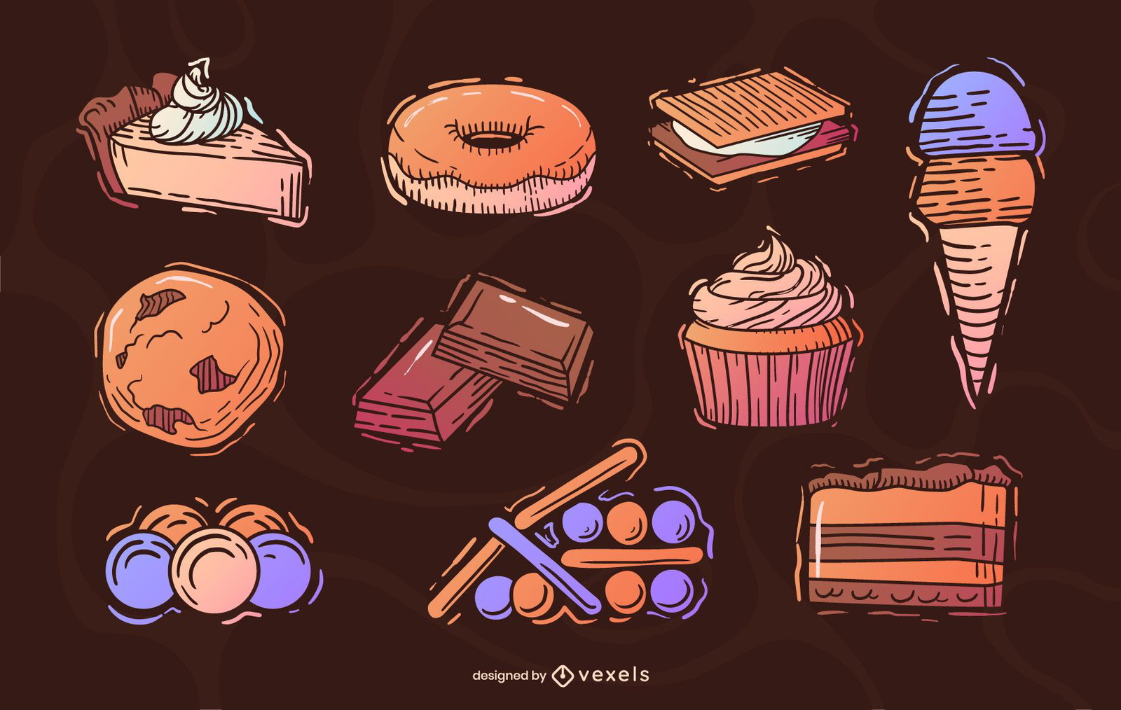 Sweet Desserts Element Set Vector Download