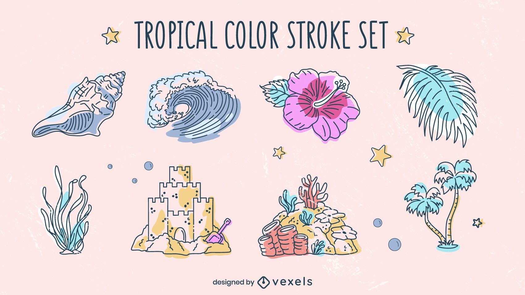 Tropical Elements Beach Summer Pack Vector Download