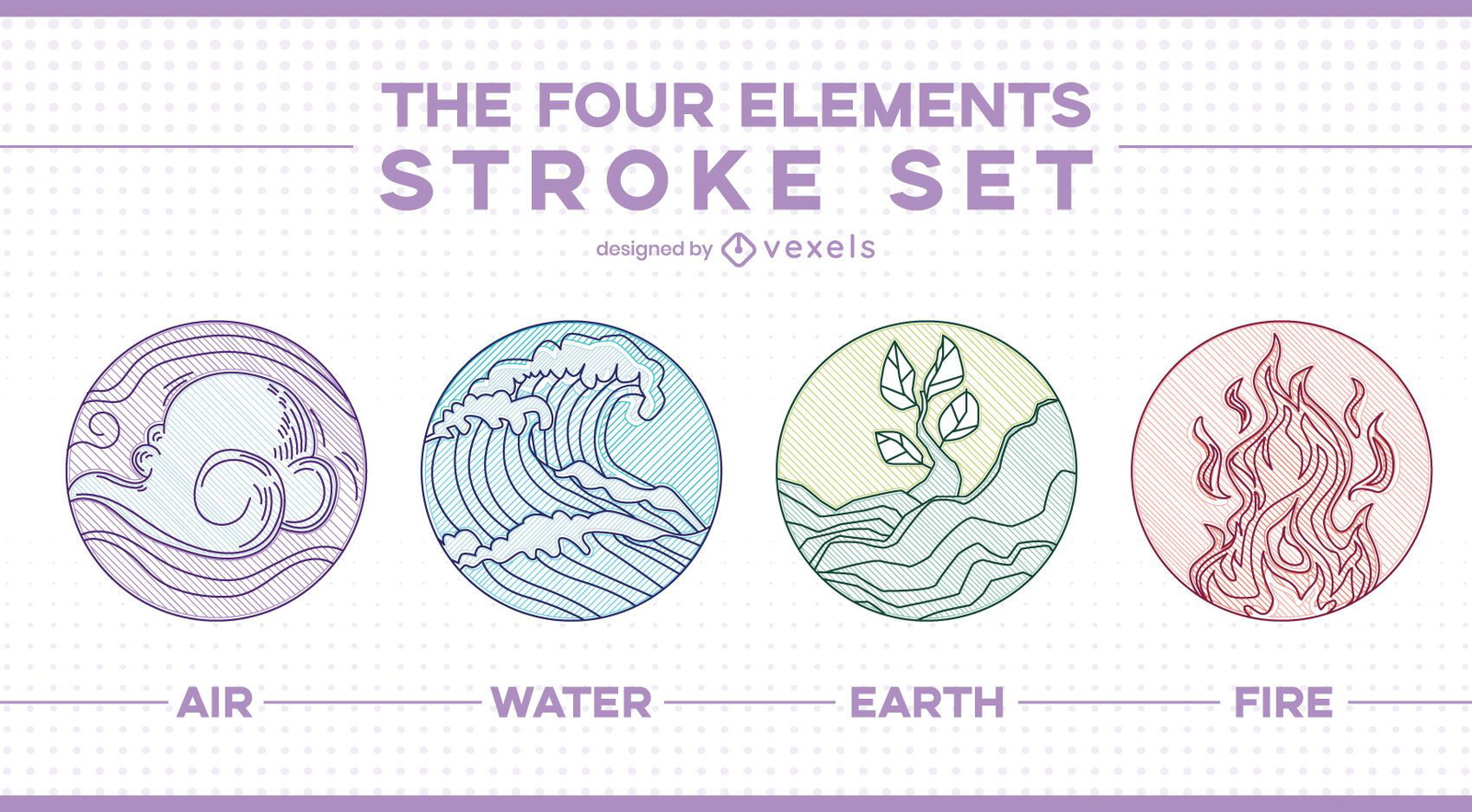 Abstract Four Elements Fire Air Water Earth Symbols