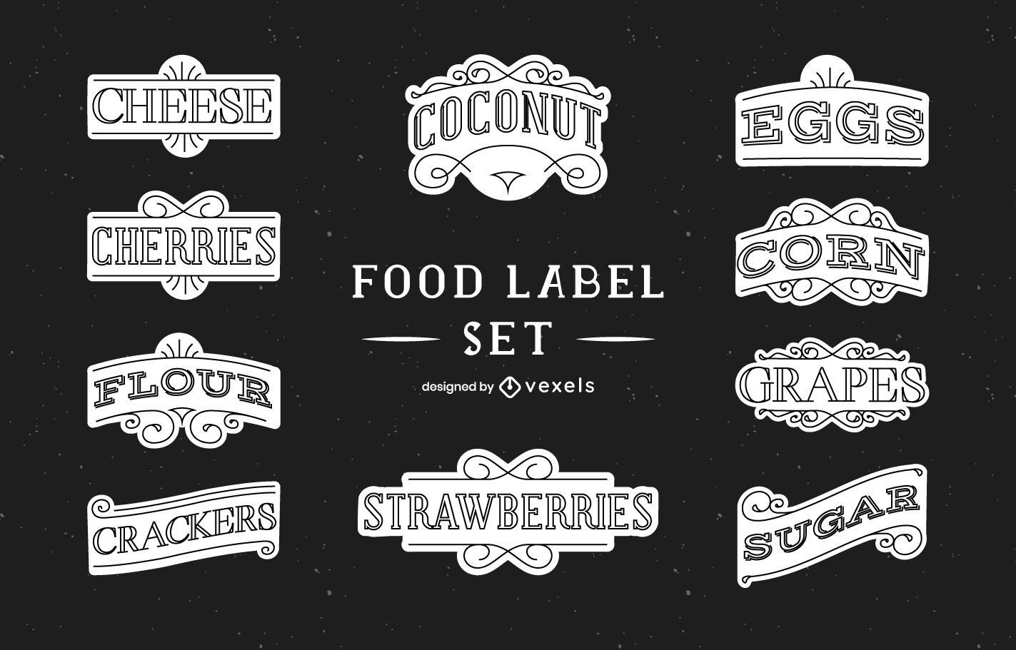 Food Organization Label Set Vector Download