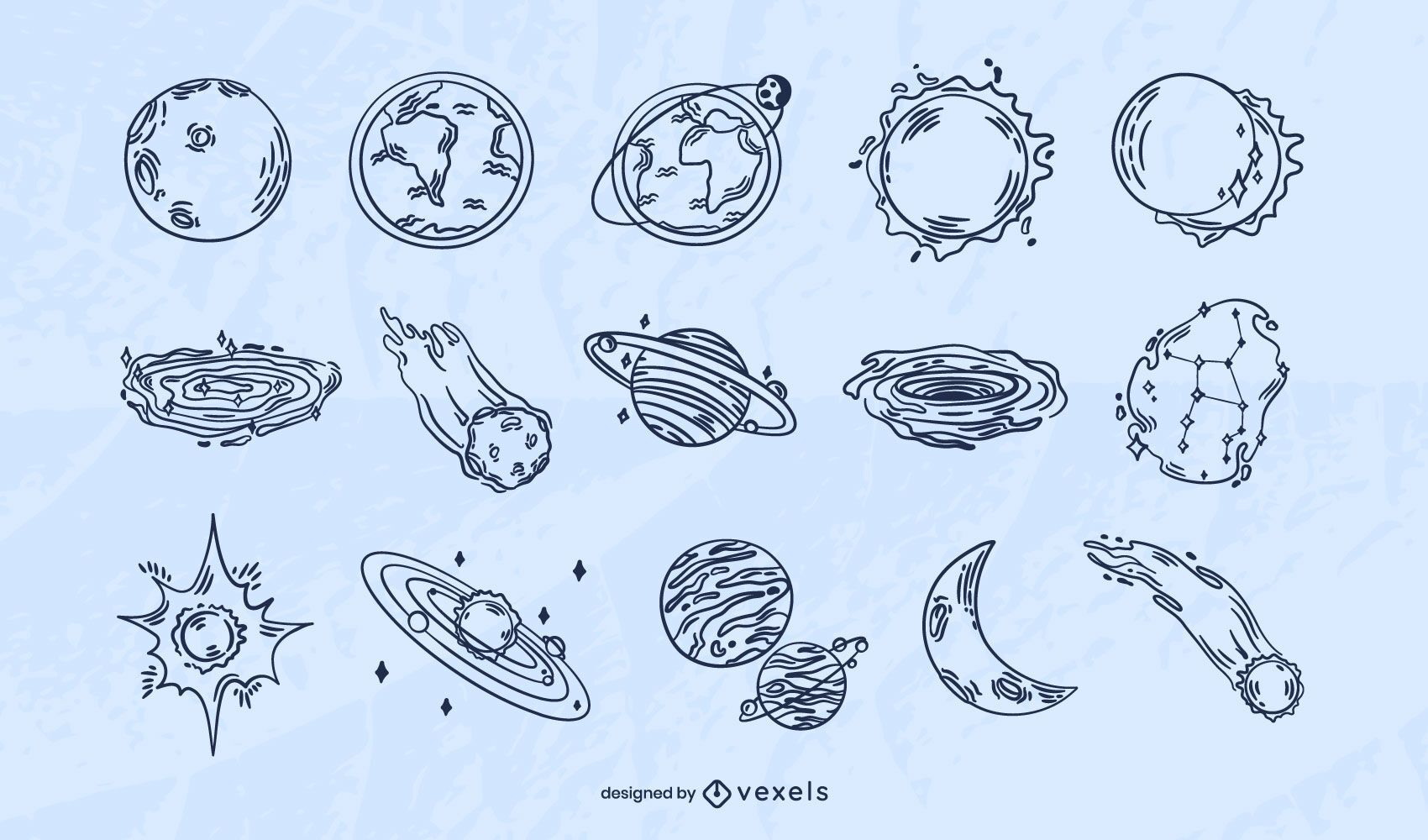 Outer Space Hand-drawn Set Vector Download