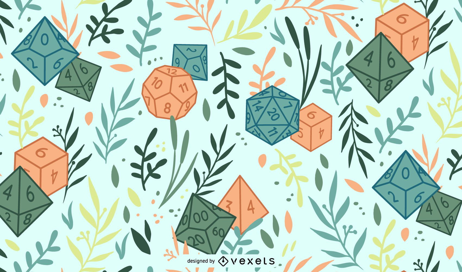 RPG Polyhedral Dice Pattern Design Vector Download