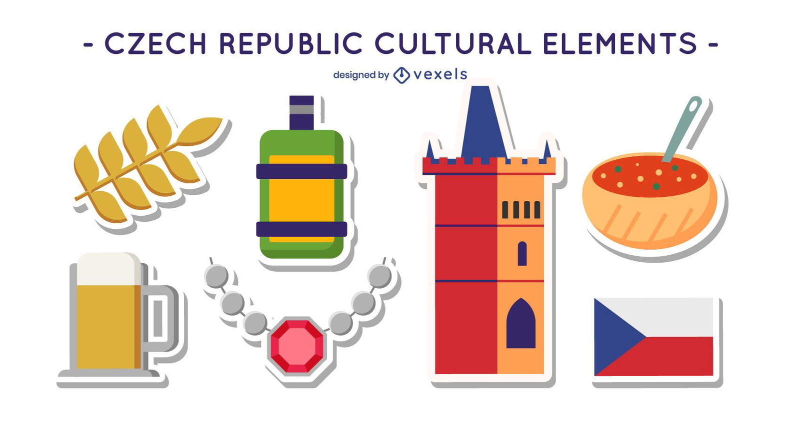 Czech Republic Cultural Element Set Vector Download