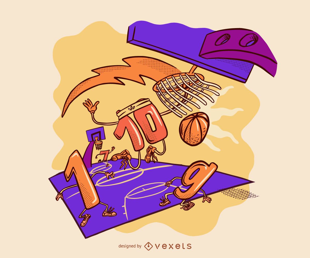 Basketball Numbers Match Illustration Vector Download