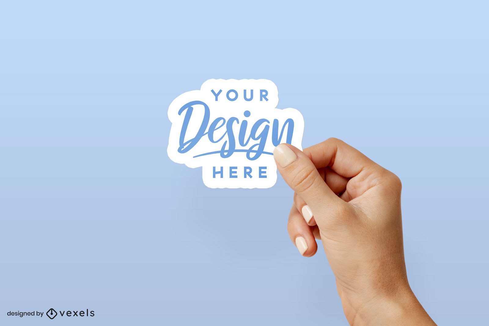 Right Hand Solid Background Sticker Mockup PSD Editable Template