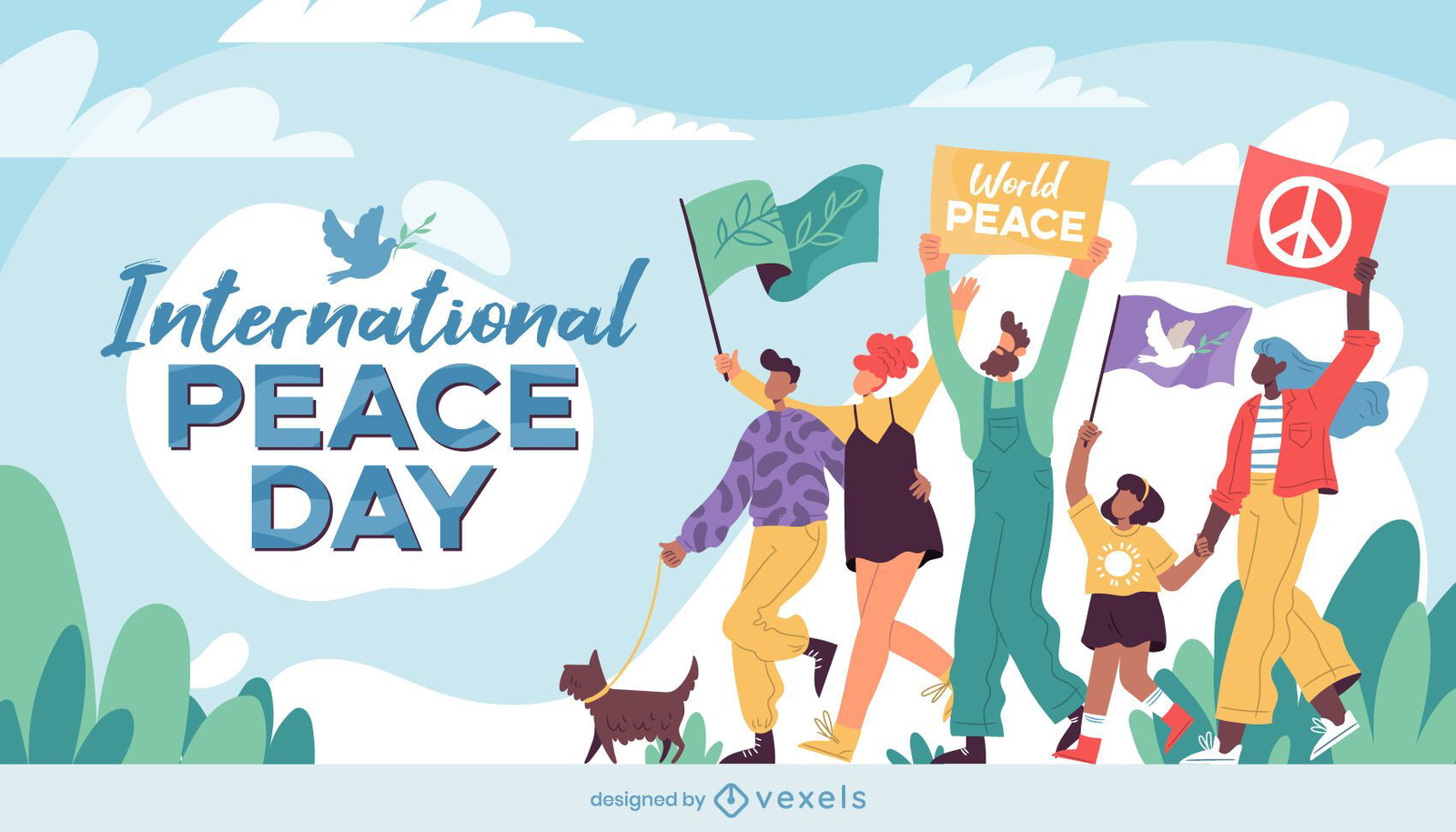 International Peace Day March Illustration Vector Download