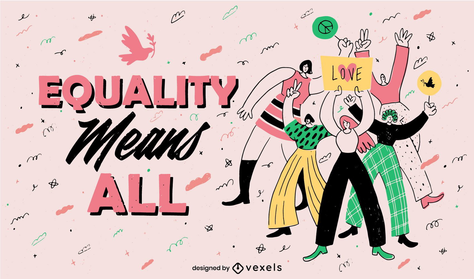 Peace Day Equality Doodle Illustration Vector Download