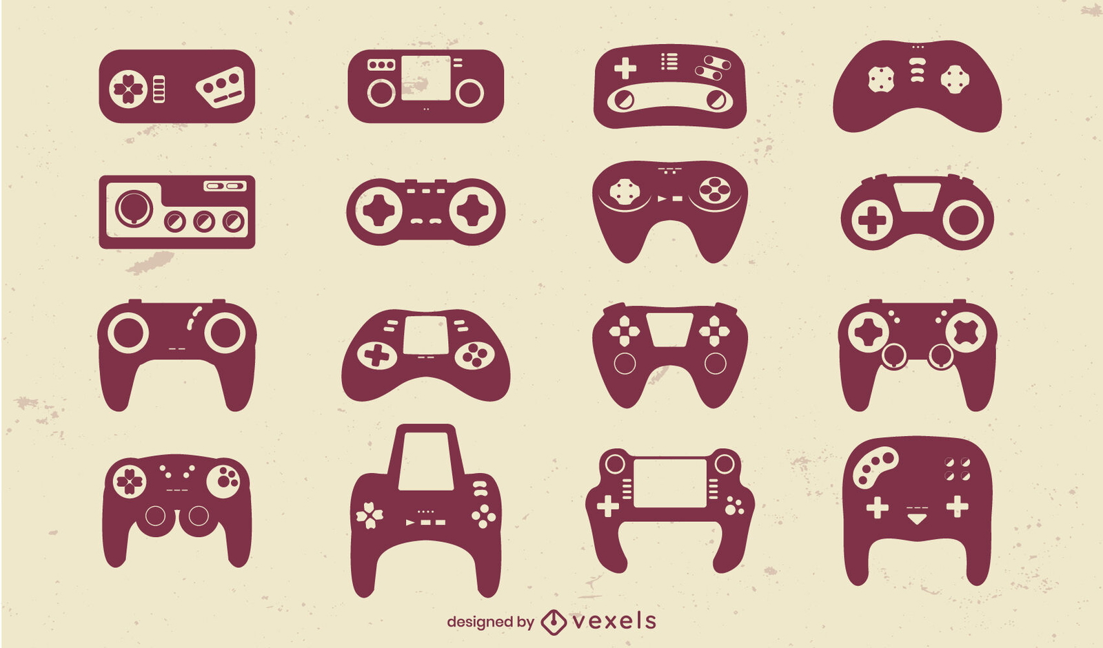 Gaming Consoles Joystick Cut Out Set Vector Download