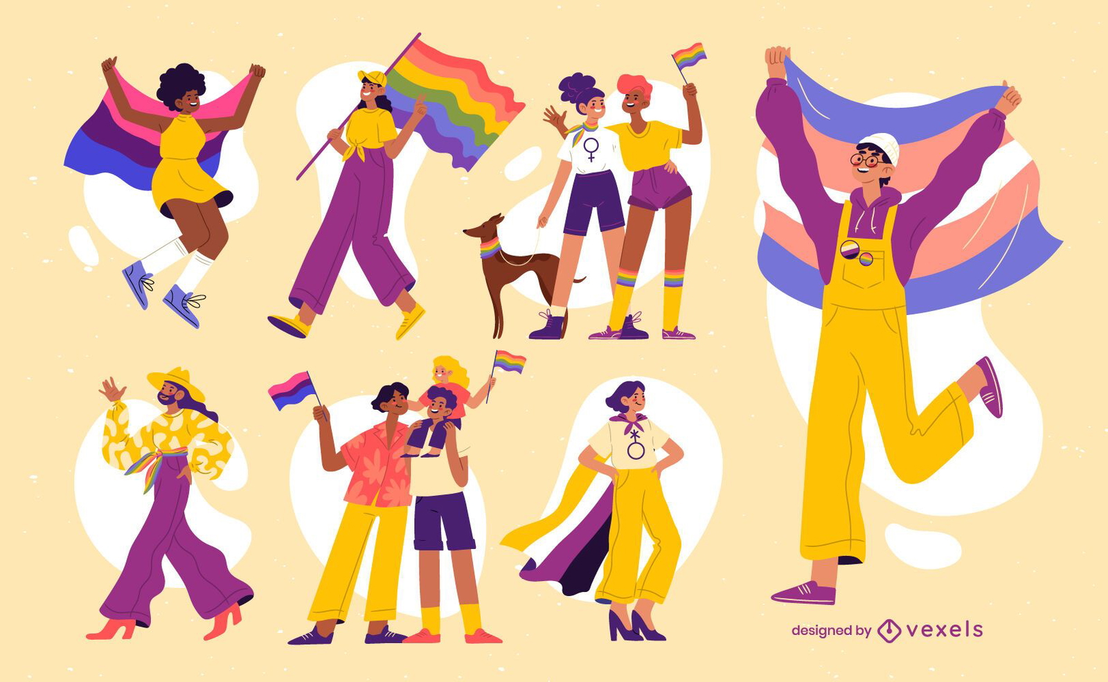 Pride Month People With Flags Character Vector Download