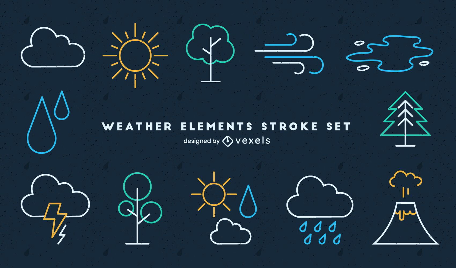 Weather Icons Nature Stroke Set Vector Download
