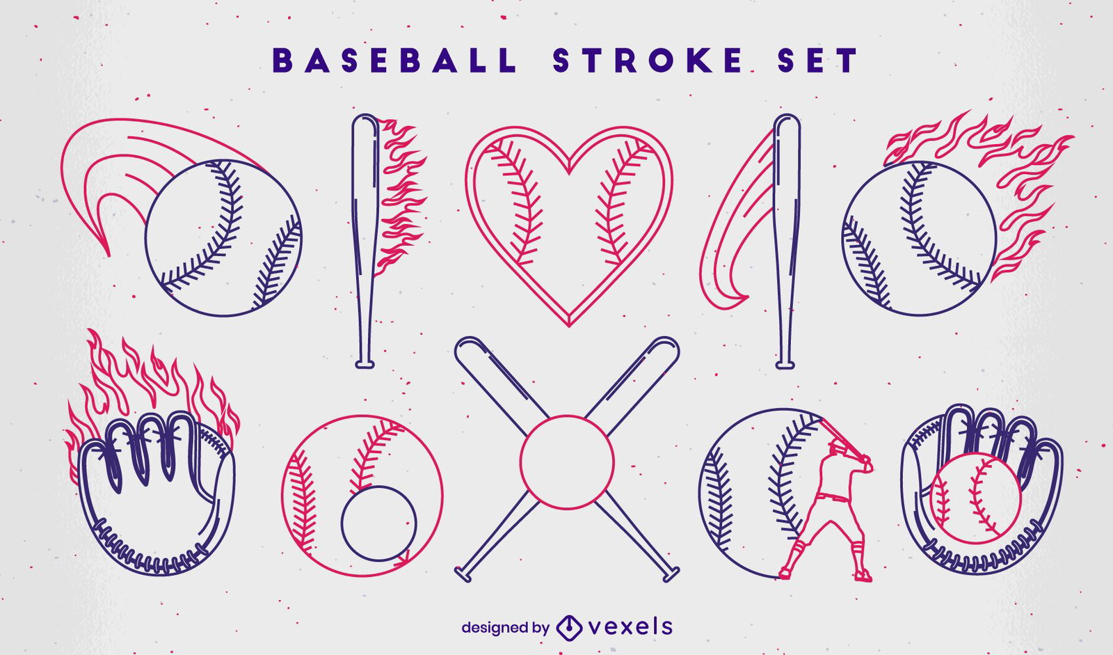 Baseball Stroke Elements Set Vector Download