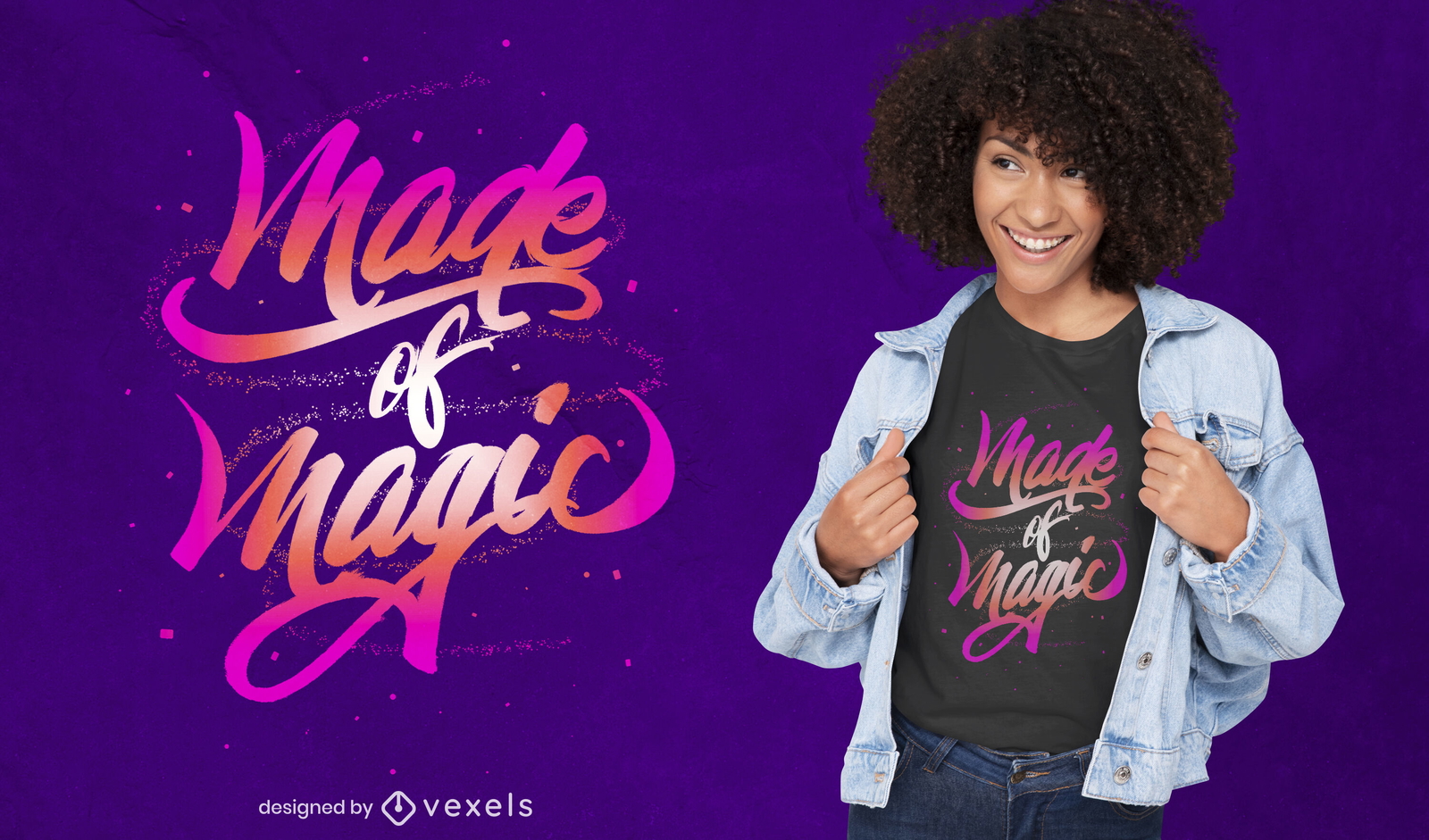 Made Of Magic Lettering Psd T-shirt Design PSD Editable Template