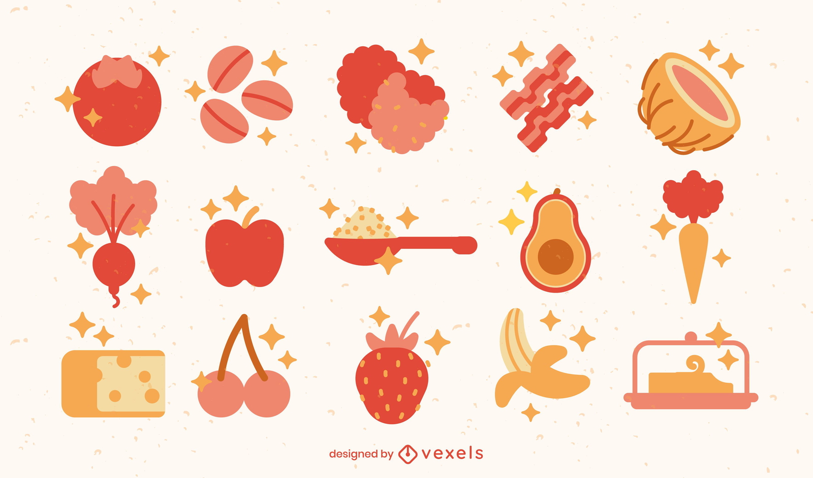Flat Sparkly Food Elements Vector Download