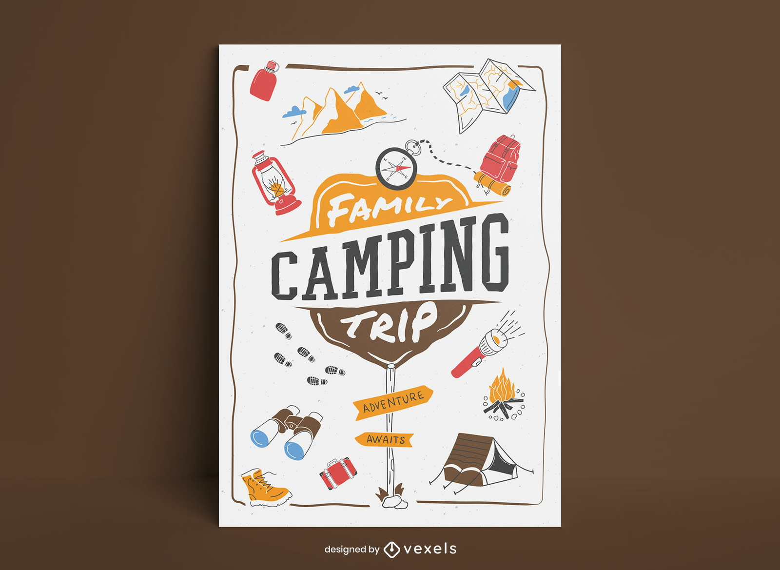 Family Camping Trip Lettering Poster Vector Download