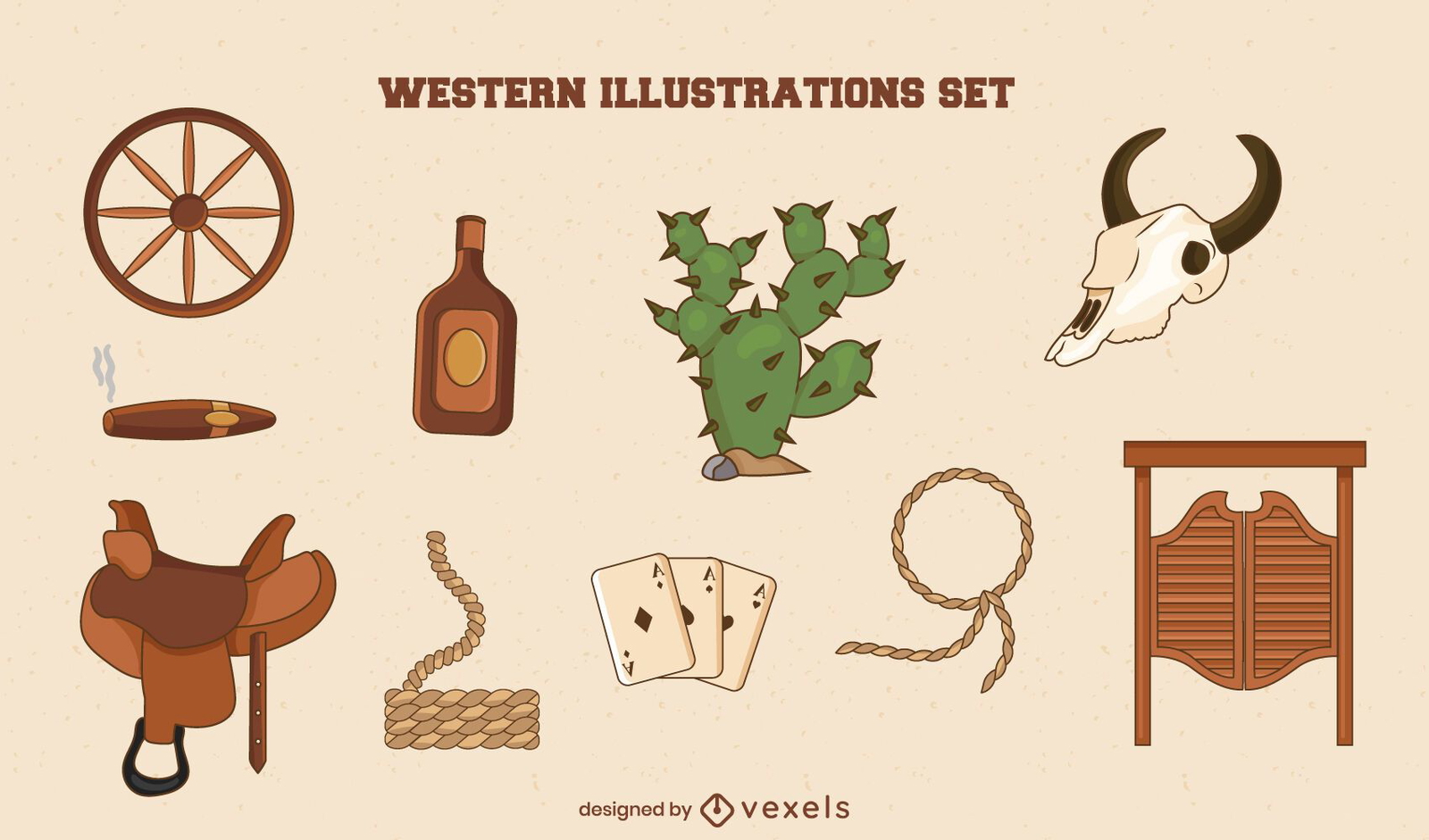 Cowboy Color Stroke Elements Vector Download