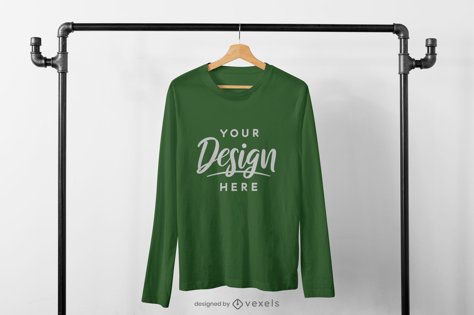 Long Sleeve T-shirt On Rack Mockup PSD Editable Template