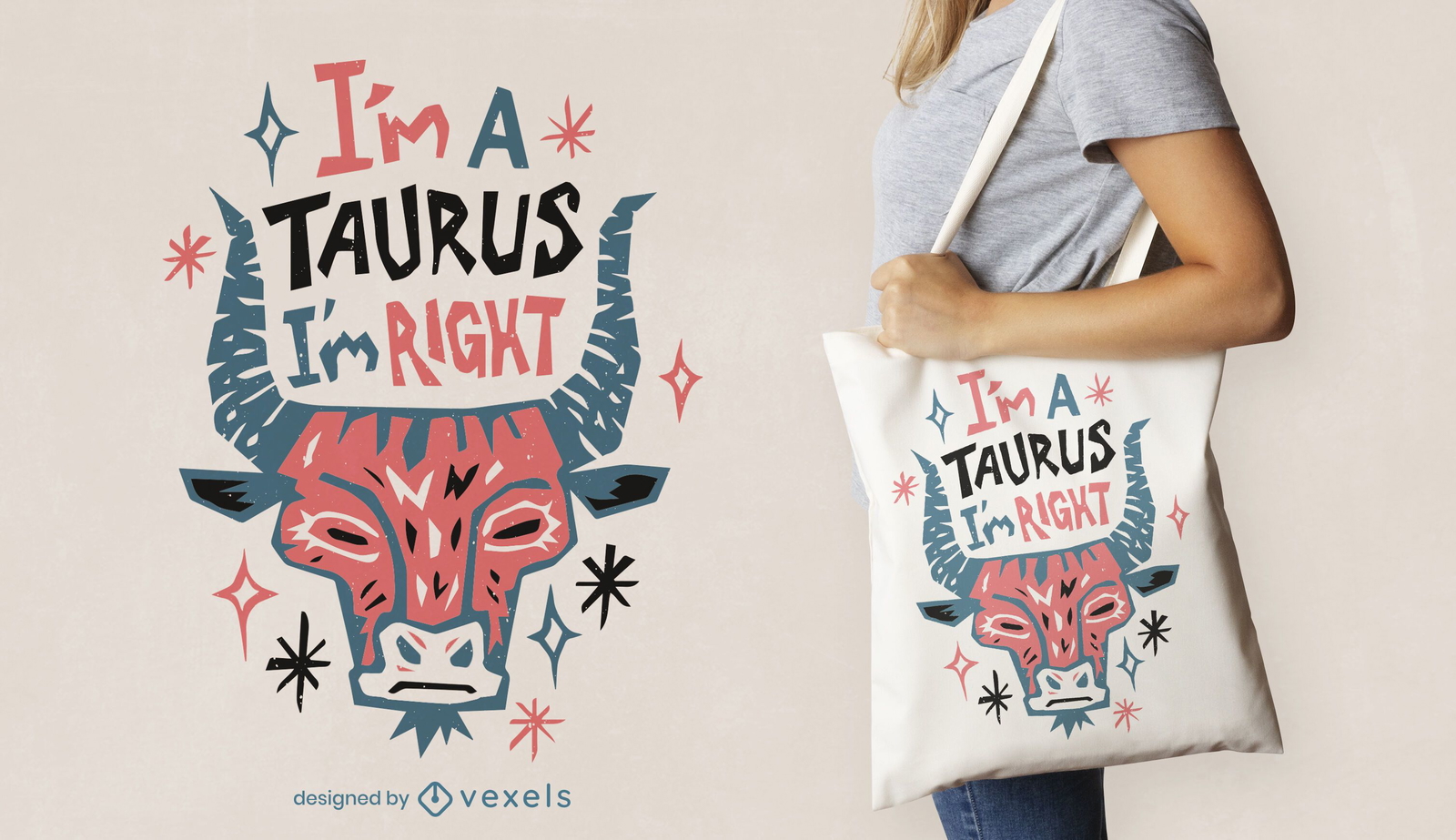 Taurus Zodiac Tote Bag Design Vector Download