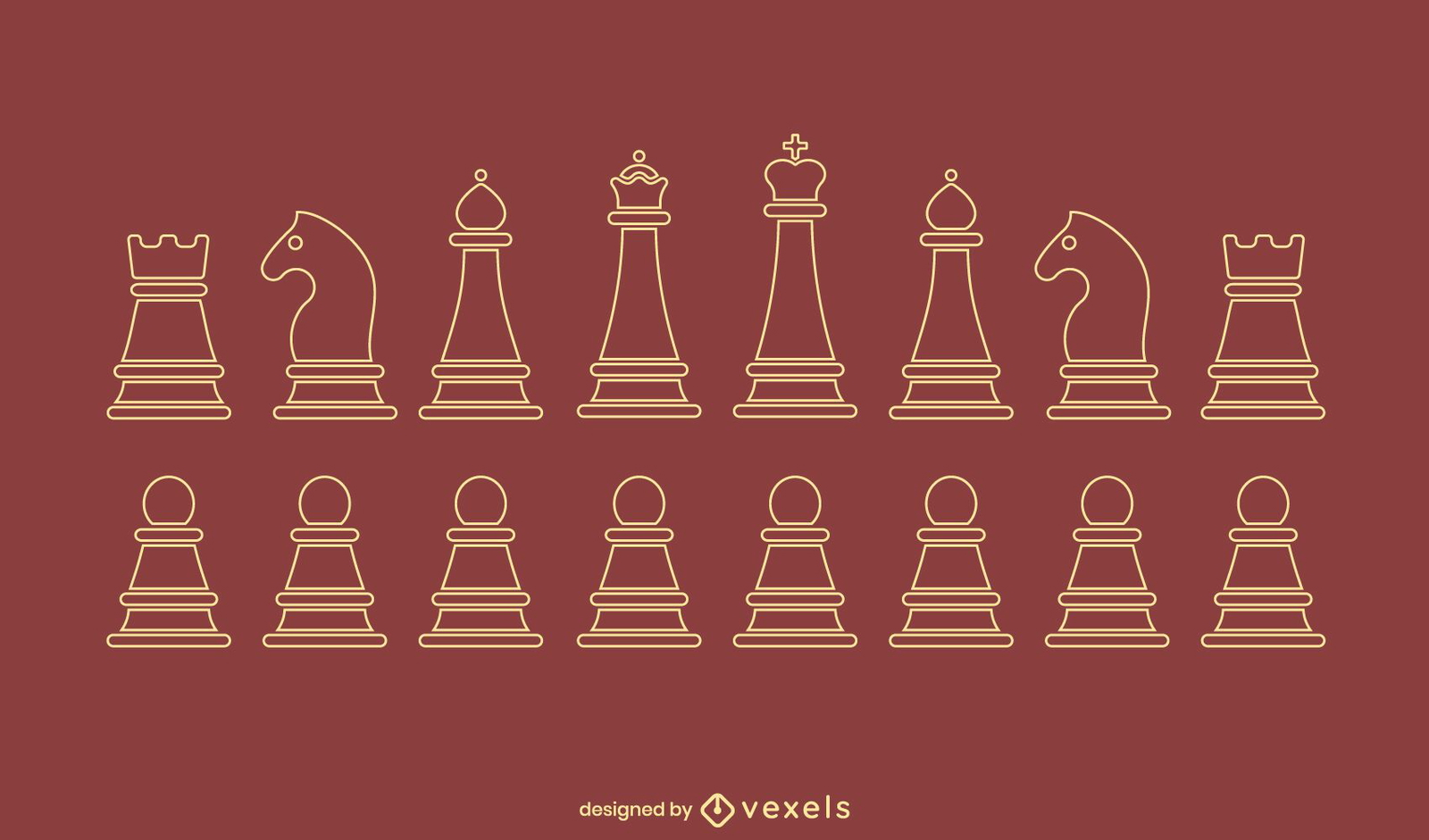 Chess Simple Pieces Stroke Set Vector Download