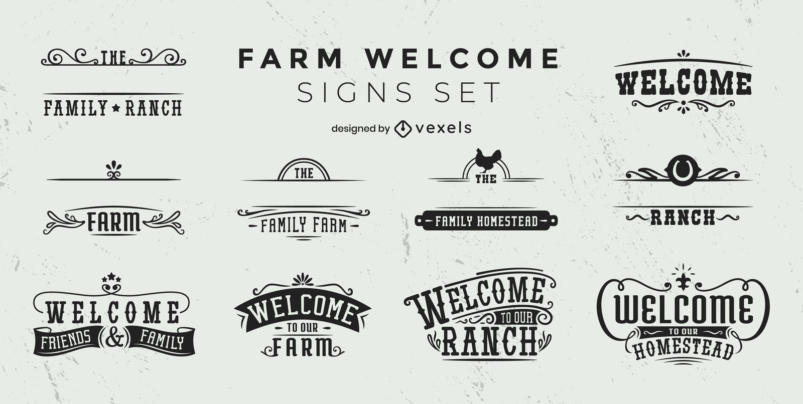 Farm Ranch Welcome Signs Set Vector Download