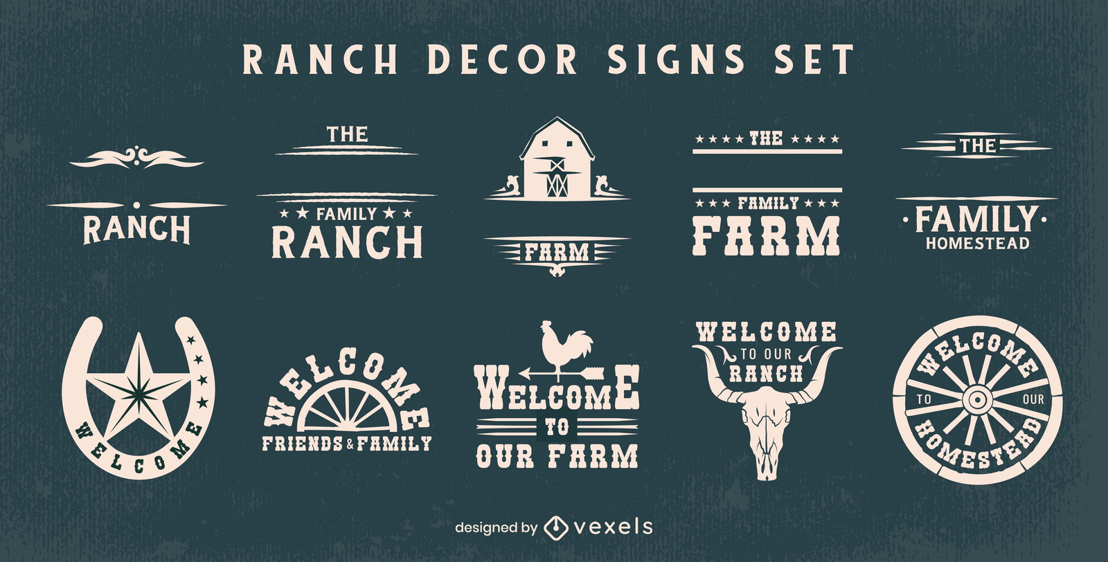 Ranch Farm Decor Set Of Signs Vector Download