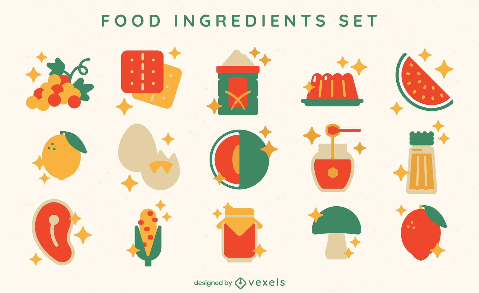 Food Ingredients Flat Elements Set Vector Download