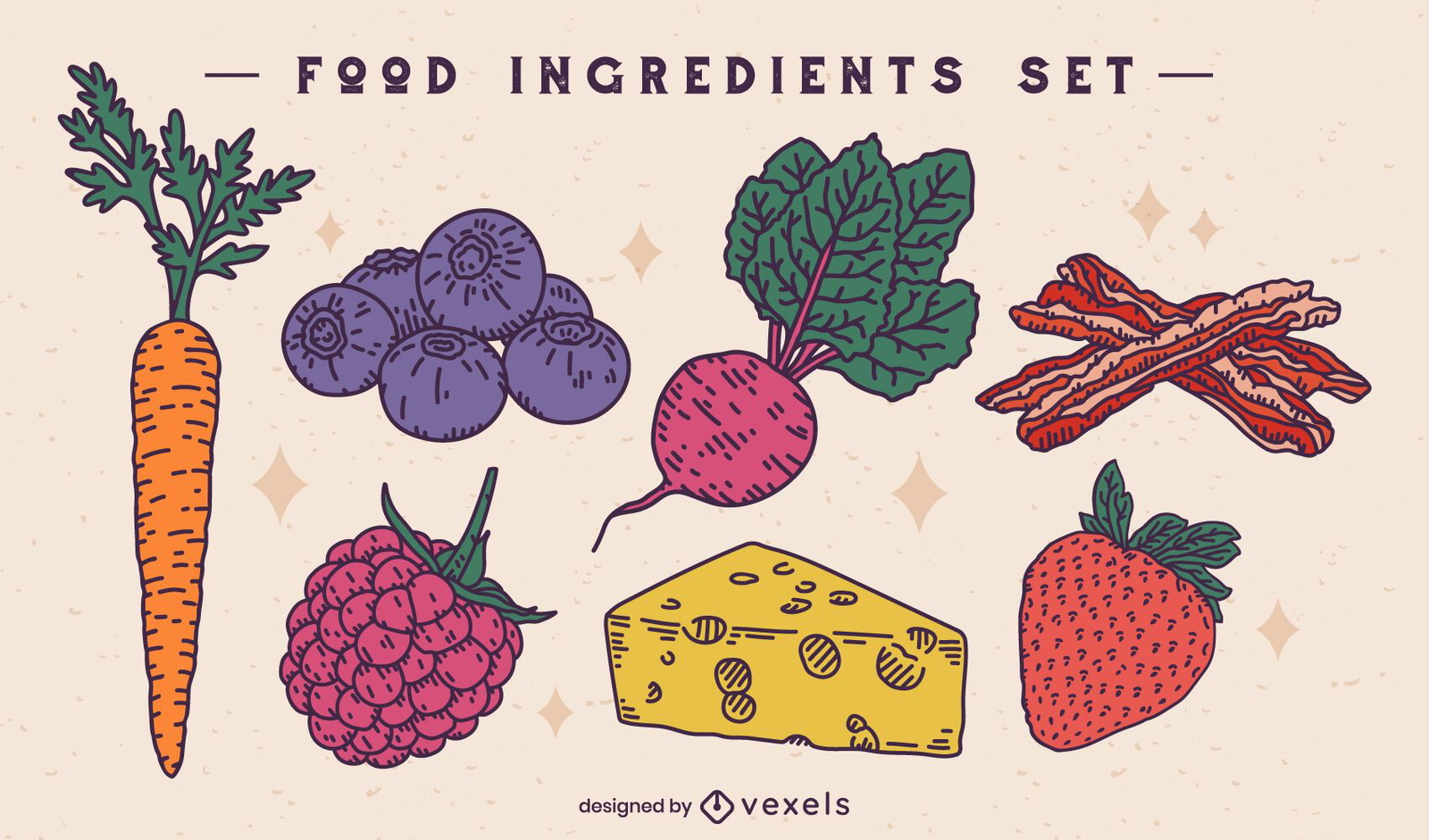 Basic Food Ingredient Illustration Set Vector Download