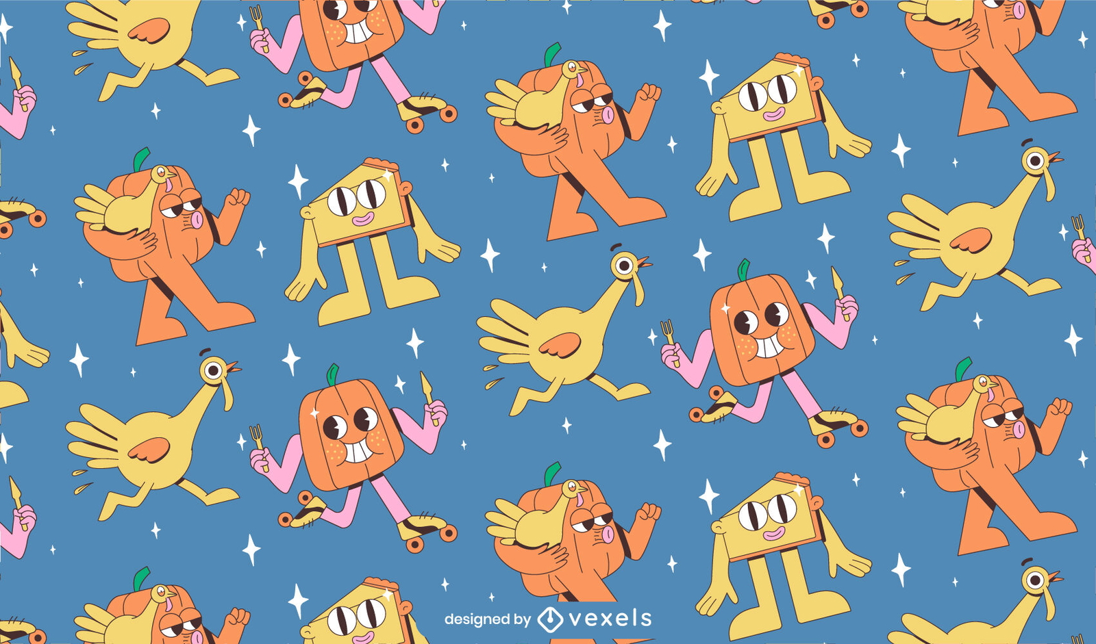 Cartoon Thanksgiving Holiday Pattern Design Vector Download