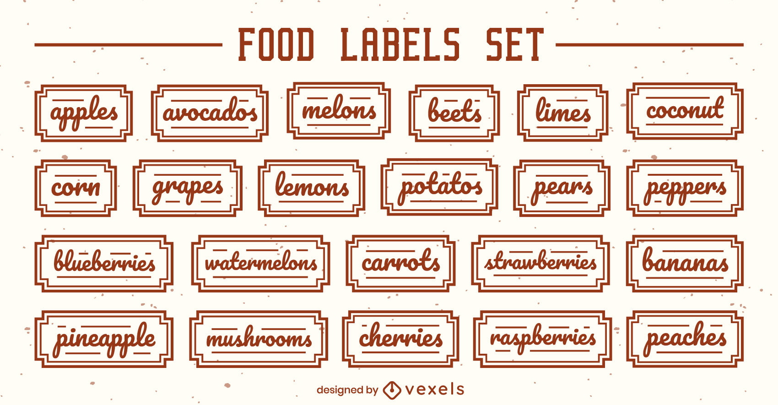 Fruit And Vegetable Food Label Lettering Set Vector Download
