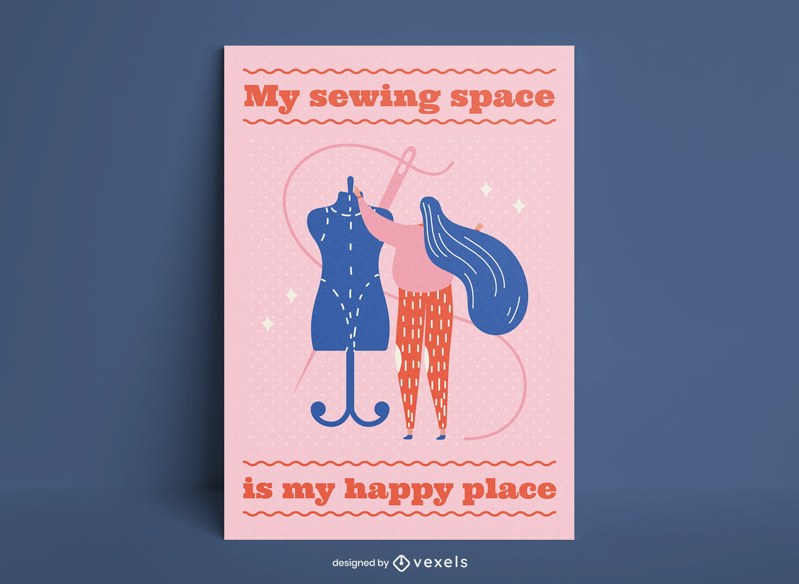 Seamstress Sewing Clothes Poster Design Vector Download