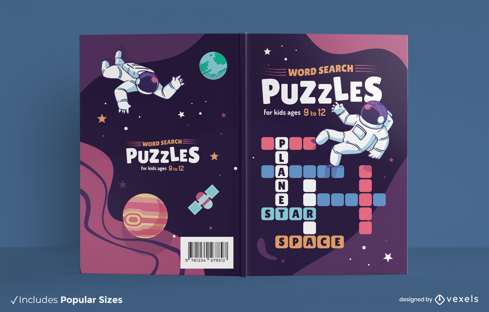 Space Word Seach Puzzles Book Cover Design Vector Download