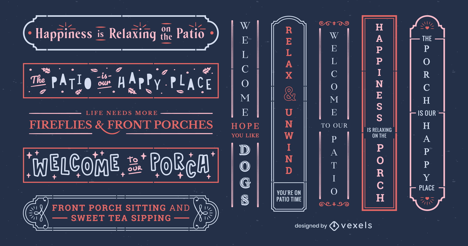 Porch Signs Quote Label Set Vector Download