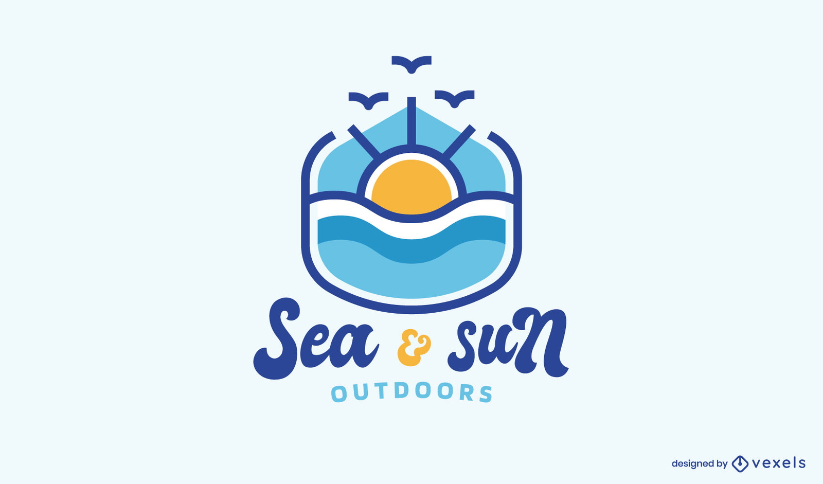 Sun Sea Logo Sun And Waves Logo Icon Vector Graphic By Lawoel