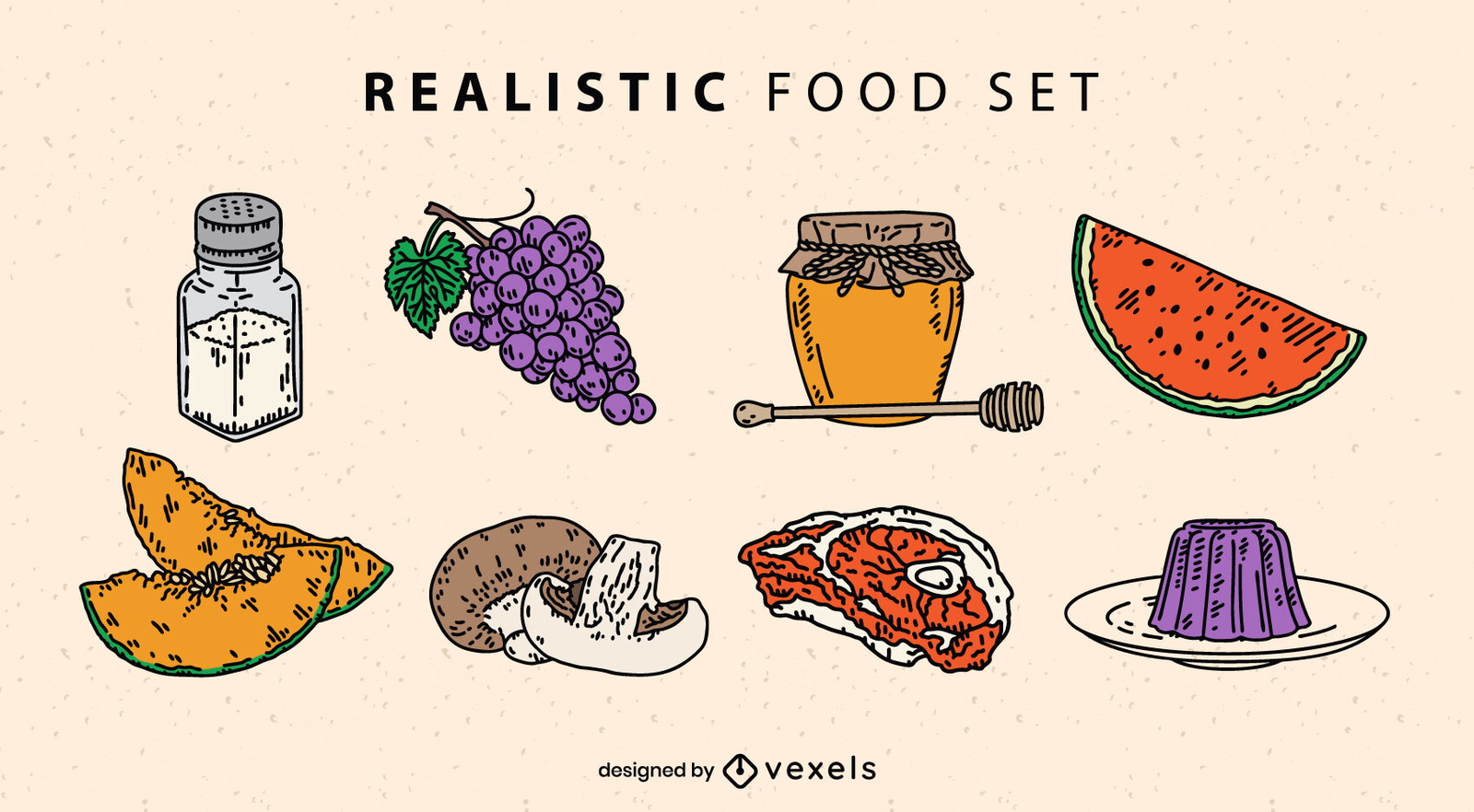 Food Ingredients Detailed Set Vector Download