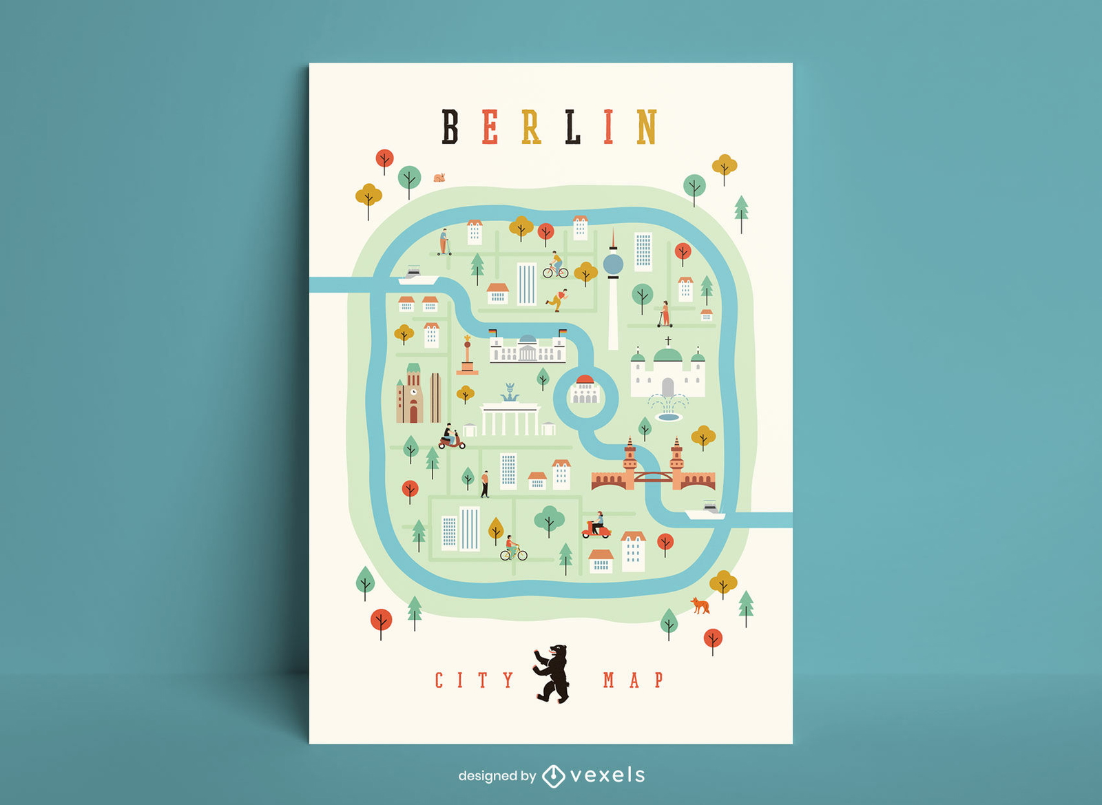 Printable Map Of Berlin Germany Berlin Germany Olive Green Map, An Art