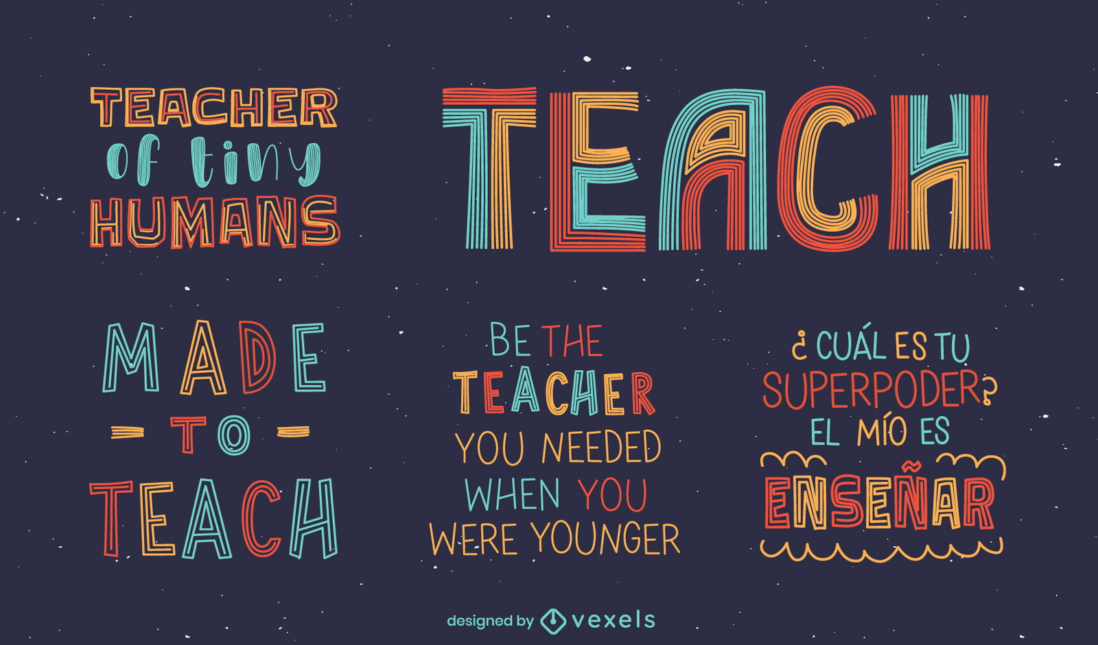 Set Of Lettering Teacher School Badges Vector Download