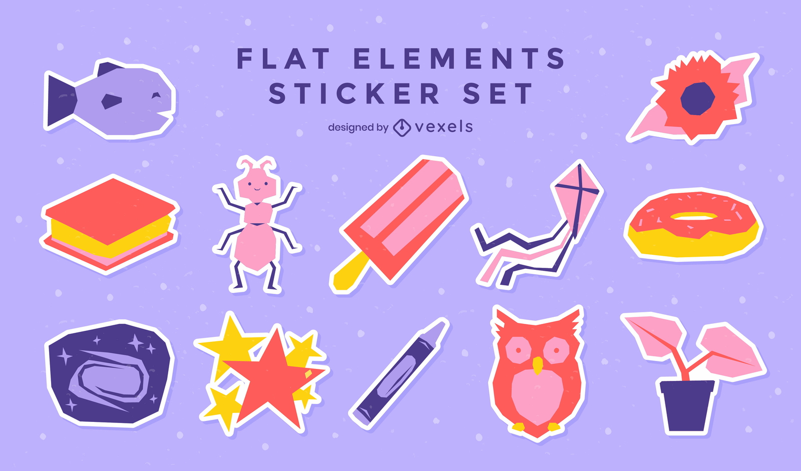 Set Of Flat School And Children Sticker Elements Vector Download