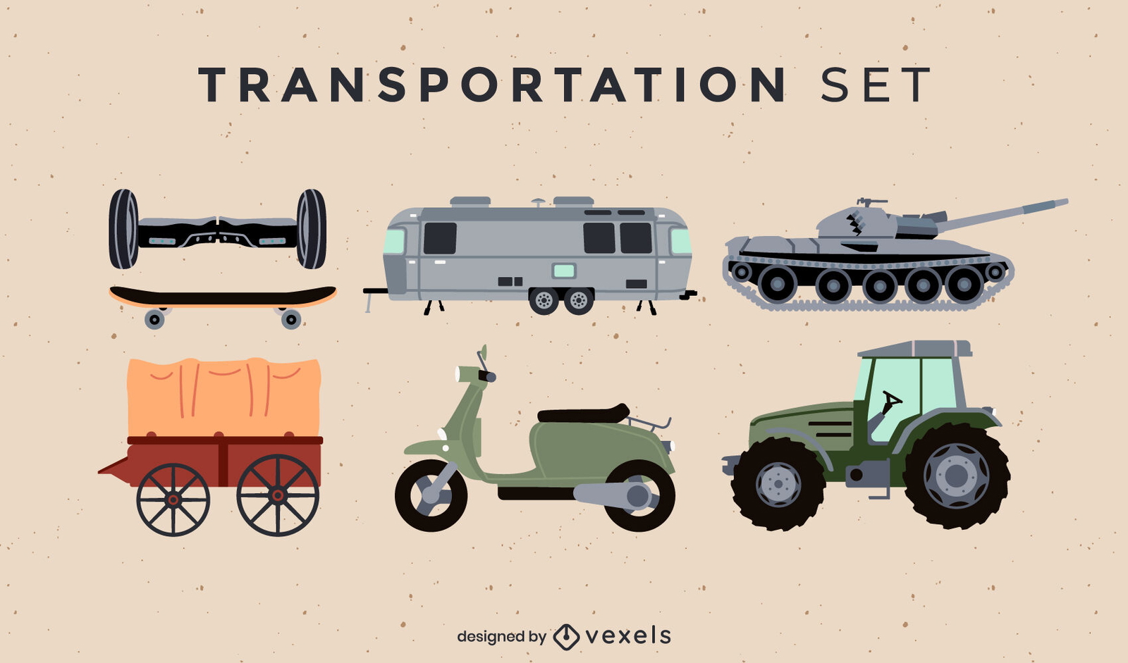 Set Of Transportation Items Flat Vector Download