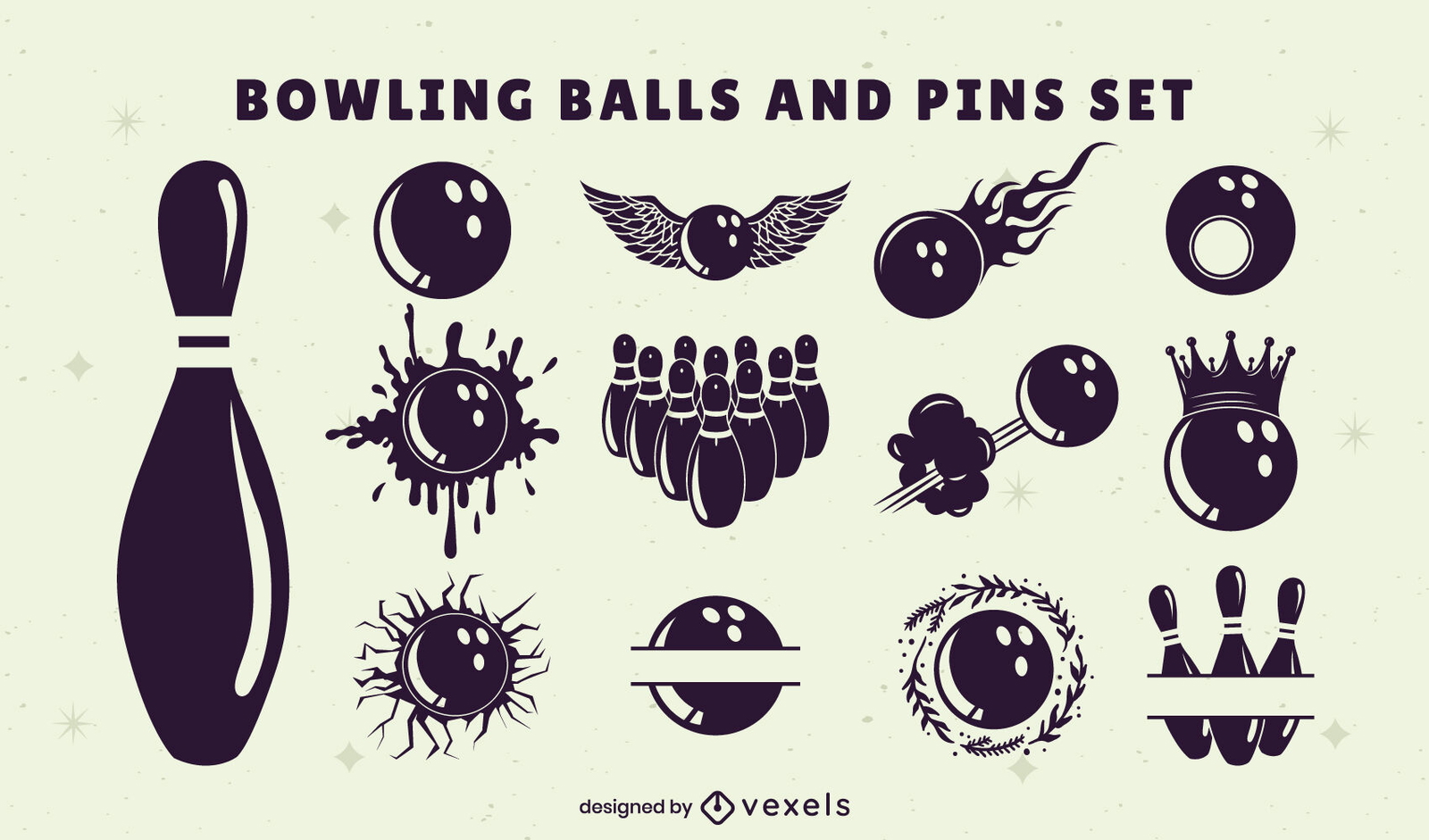 Bowling Balls And Pins Cut Out Set Vector Download