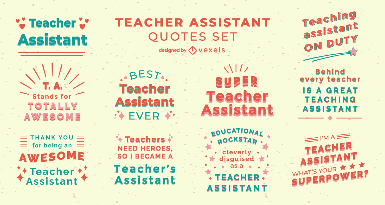 Teacher Assistant Set Of Quotes Vector Download
