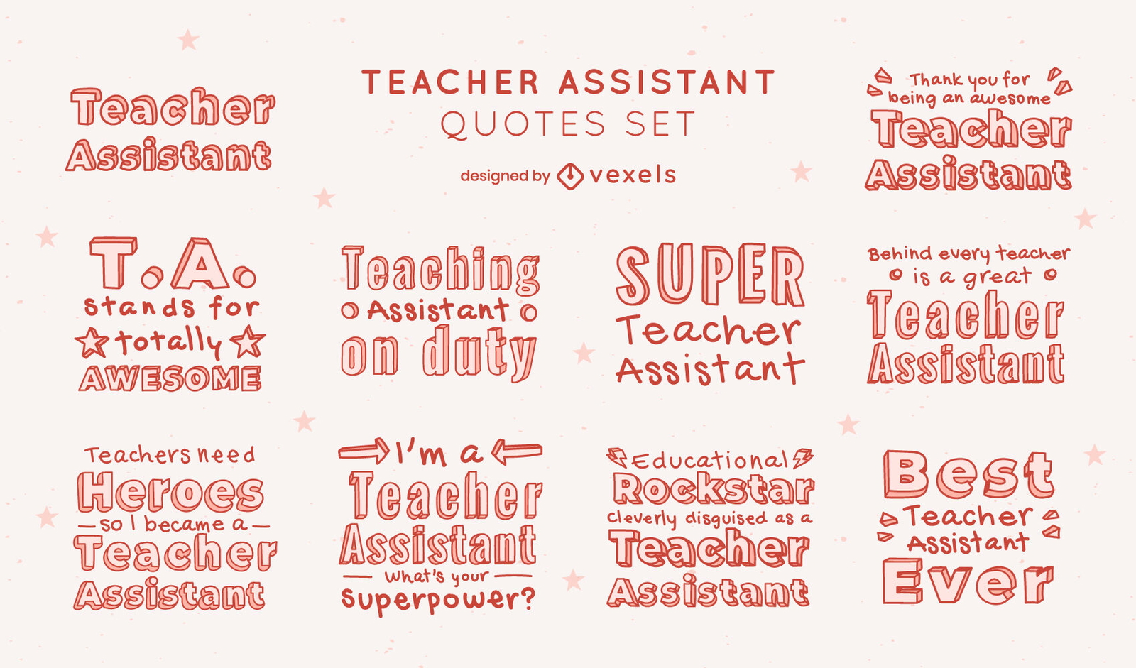 Teacher Assistant Set Of Lettering Quotes Vector Download