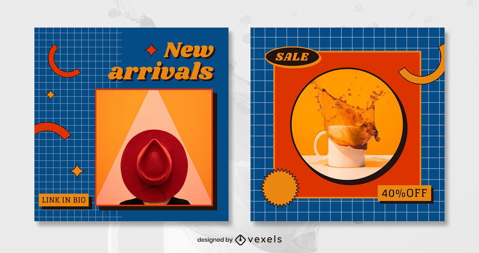 Retro Colorful Style Post Template PSD Editable Template