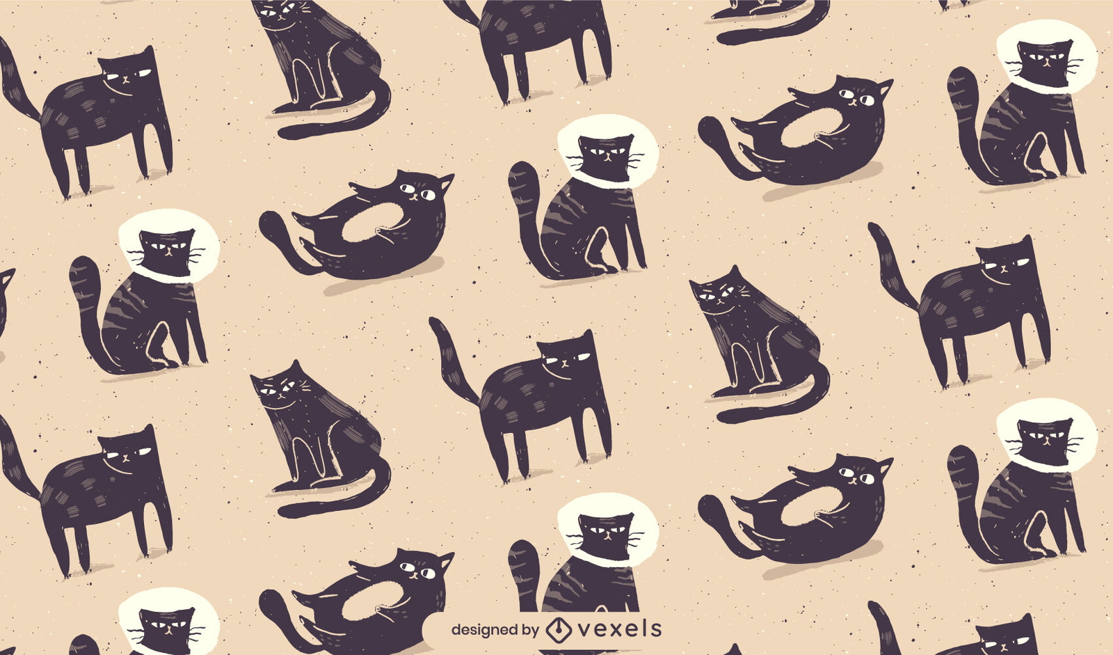 Black Cats Illustration Pattern Vector Download